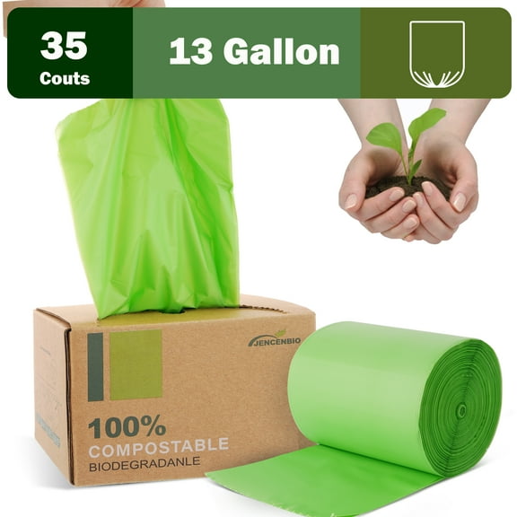 13 Gallon Compostable Kitchen Waste Bags with Handles, Food Scrap Bags ...
