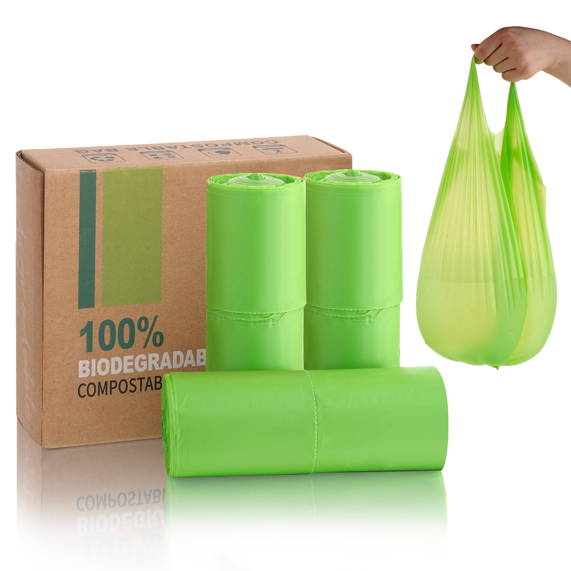 JENCENBIO Compostable Handle Trash Bags for Kitchen,5GAL,0.78Mils BPI ...