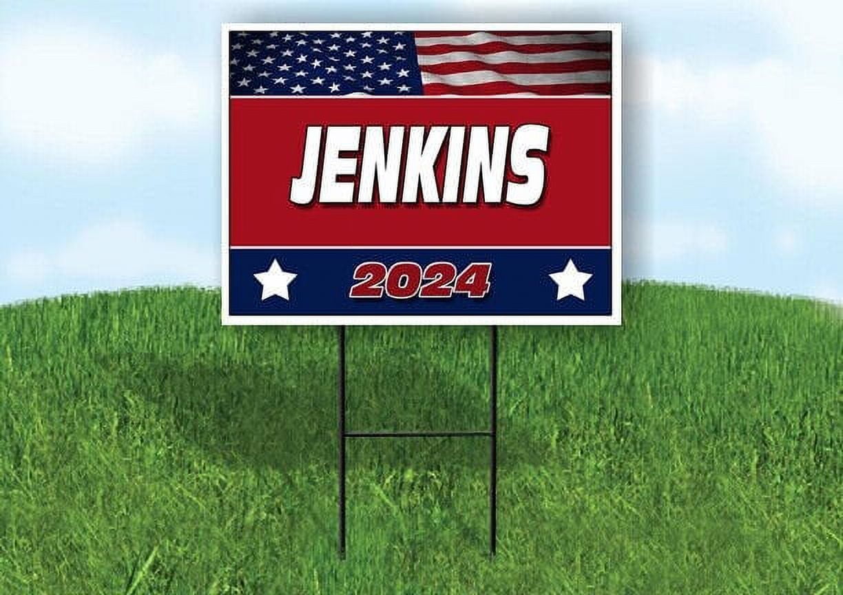 JENKINS FLAG RED 2024 18inx24in Yard Road Sign w/ Stand - Walmart.com