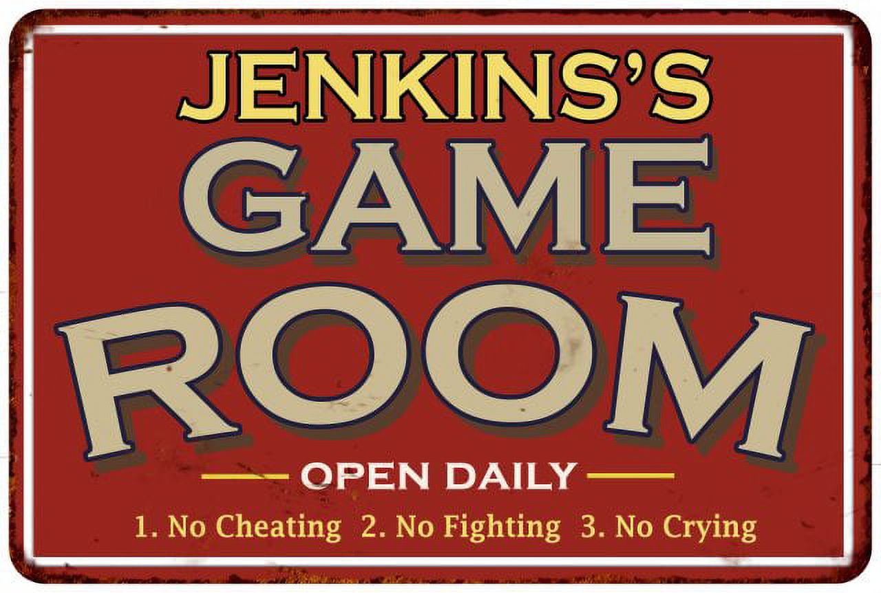 JENKINS'S Game Room Sign Vintage Look 8 x 12 High Gloss Metal ...