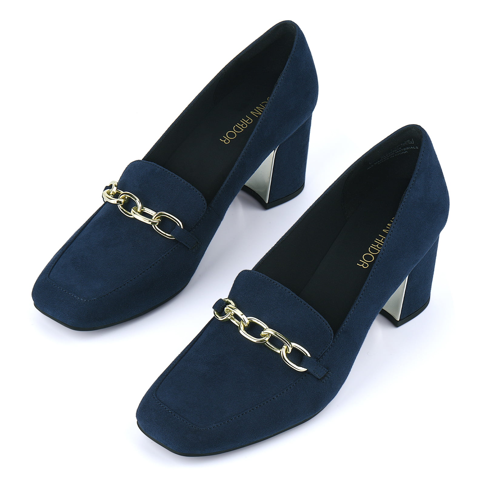 JENN ARDOR Chain Loafer for Women Chunky High Heel Loafer Pumps Classic ...