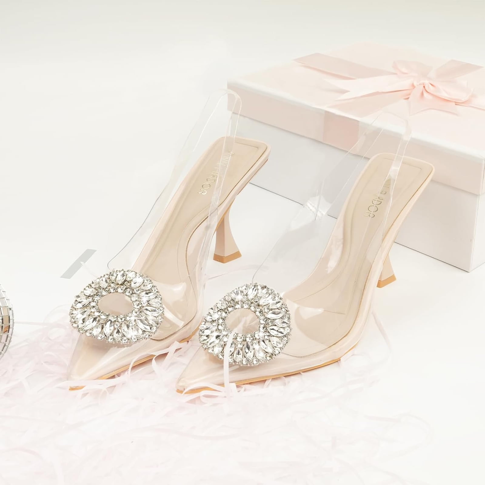 JENN ARDOR Clear Heels for Women Slingback Pointed Closed Toe Heels ...