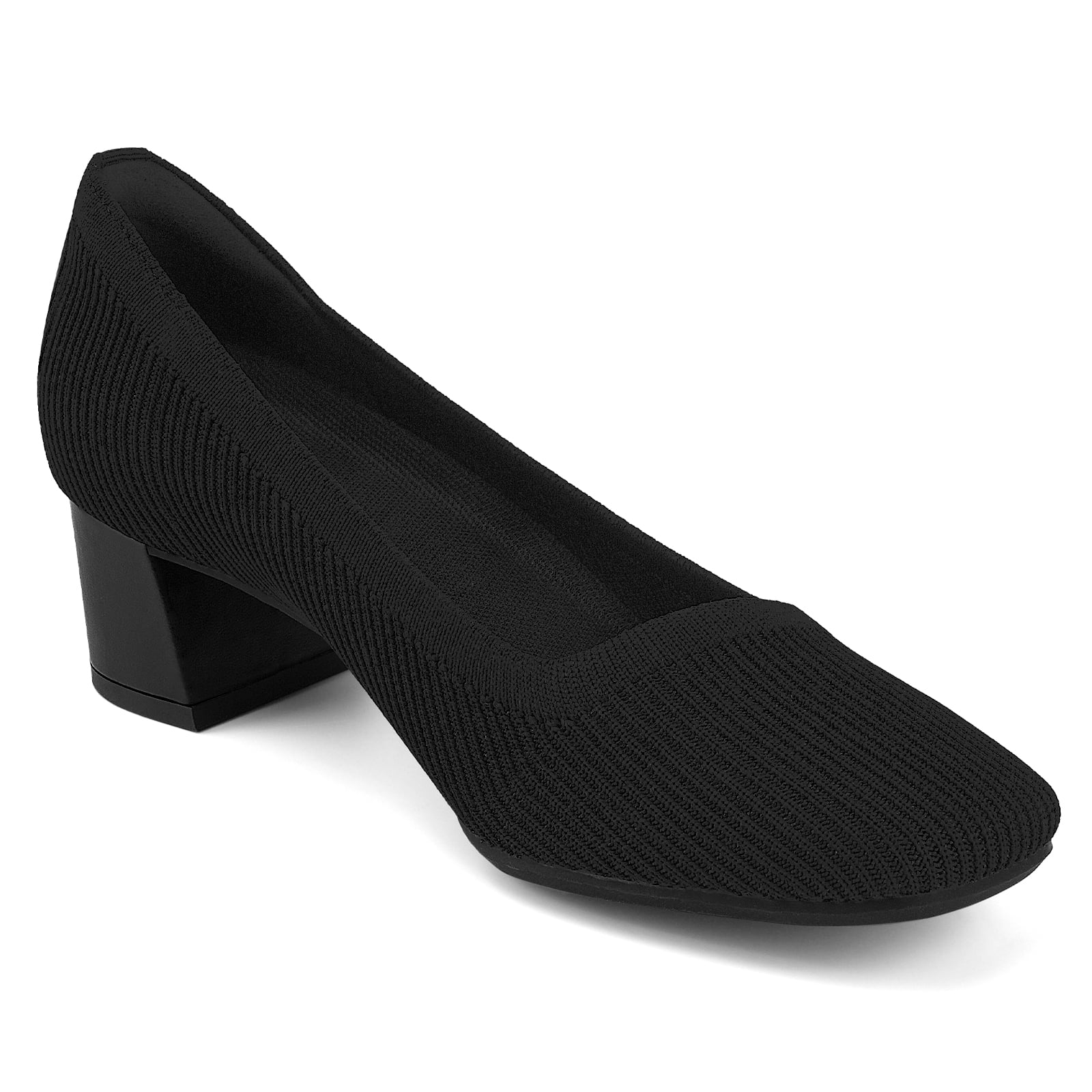 JENN ARDOR Low Chunky Heels Dress Shoes for Women Comfortable Knit ...