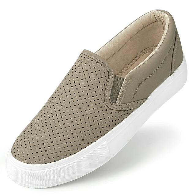 JENN ARDOR Perforated Slip on Shoes for Women Fashion Sneakers Memory ...