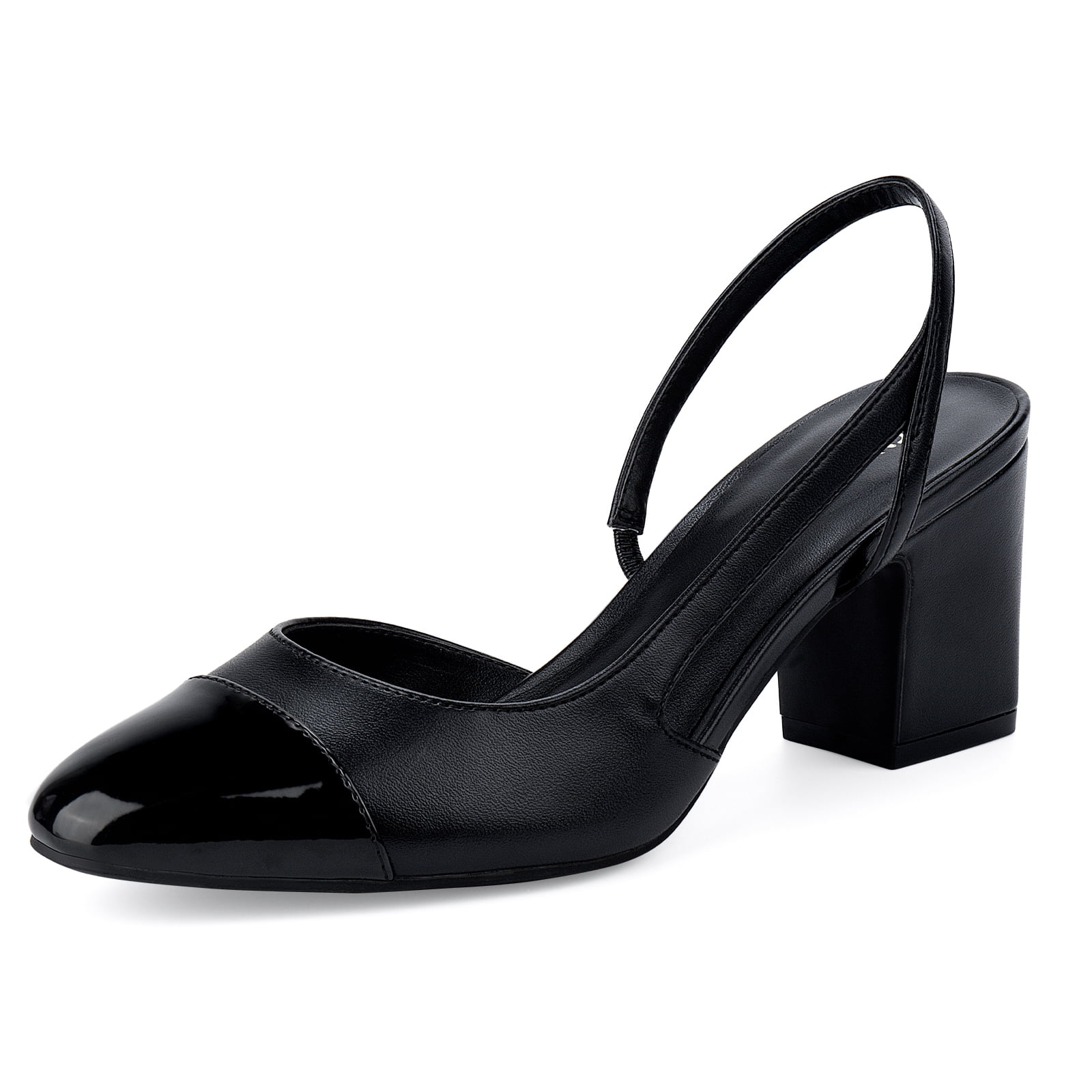 JENN ARDOR Slingback Heels for Women, Classic Low Block Heel Pumps ...