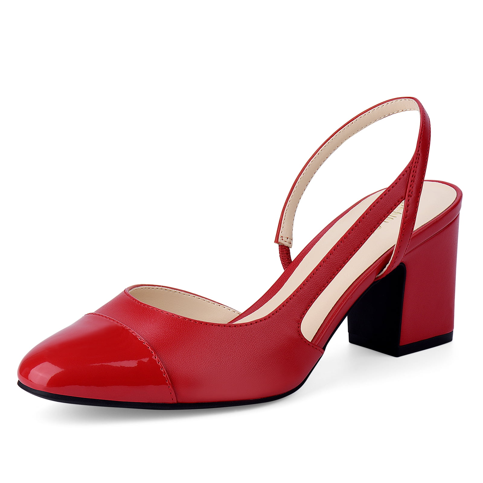 JENN ARDOR Slingback Heels for Women, Low Block Heel Pumps, Square ...