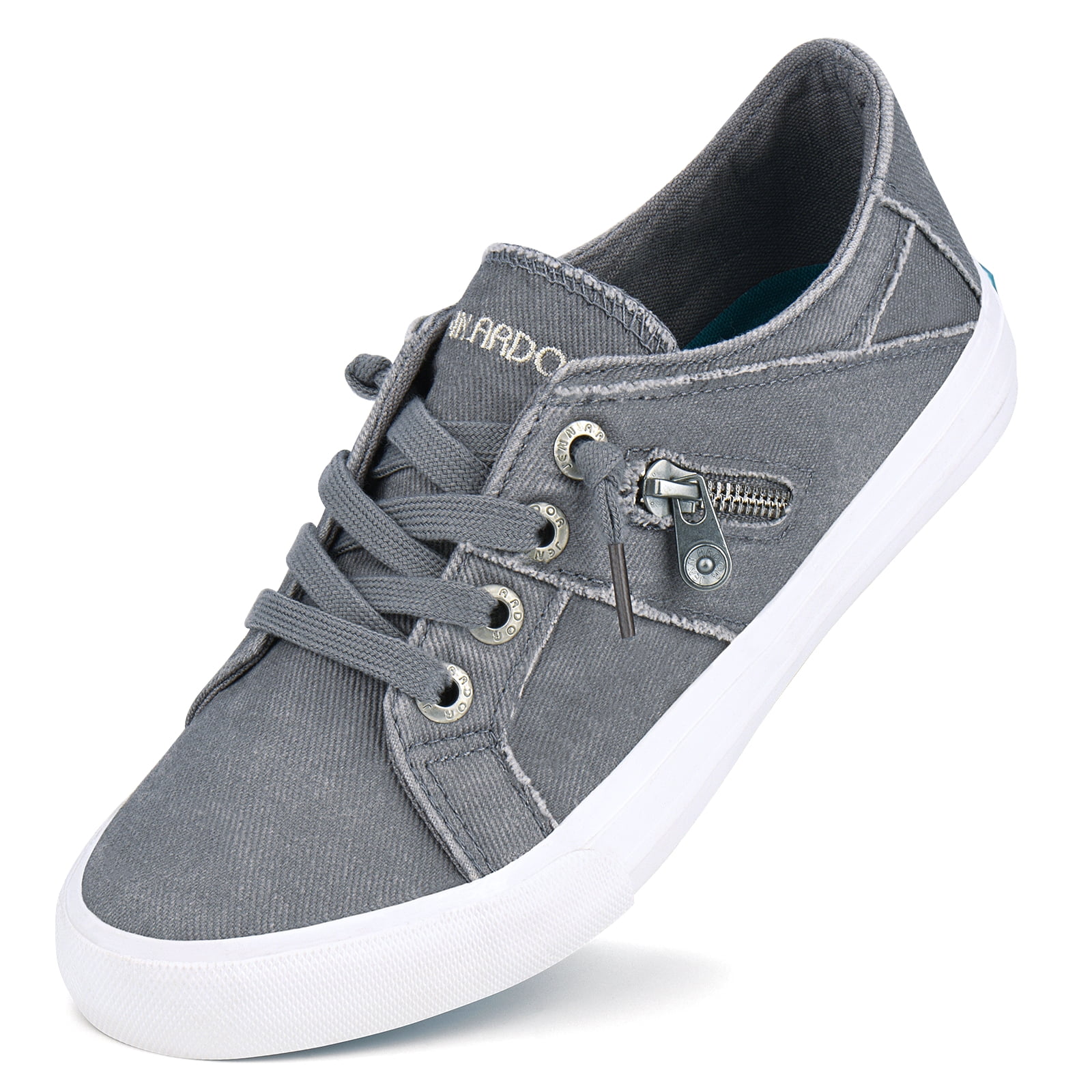 Women Canvas Sneakers Slip on Walking Flats Women Shoes Light Gray size ...