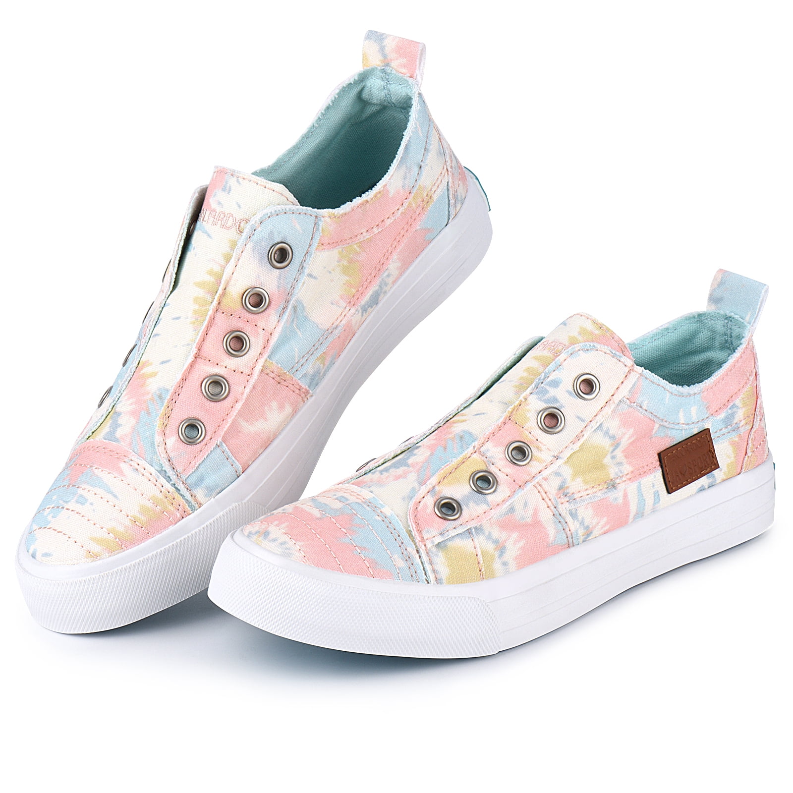 JENN ARDOR Women Fashion Canvas Sneakers Slip On Shoes with Elastic Low ...