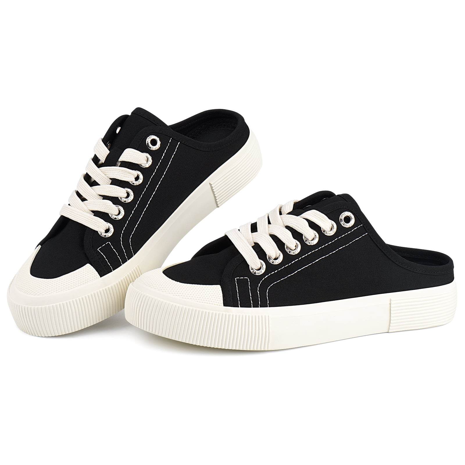 JENN ARDOR Women's Canvas Platform Shoes Slip On Mules Slippers Low Top ...