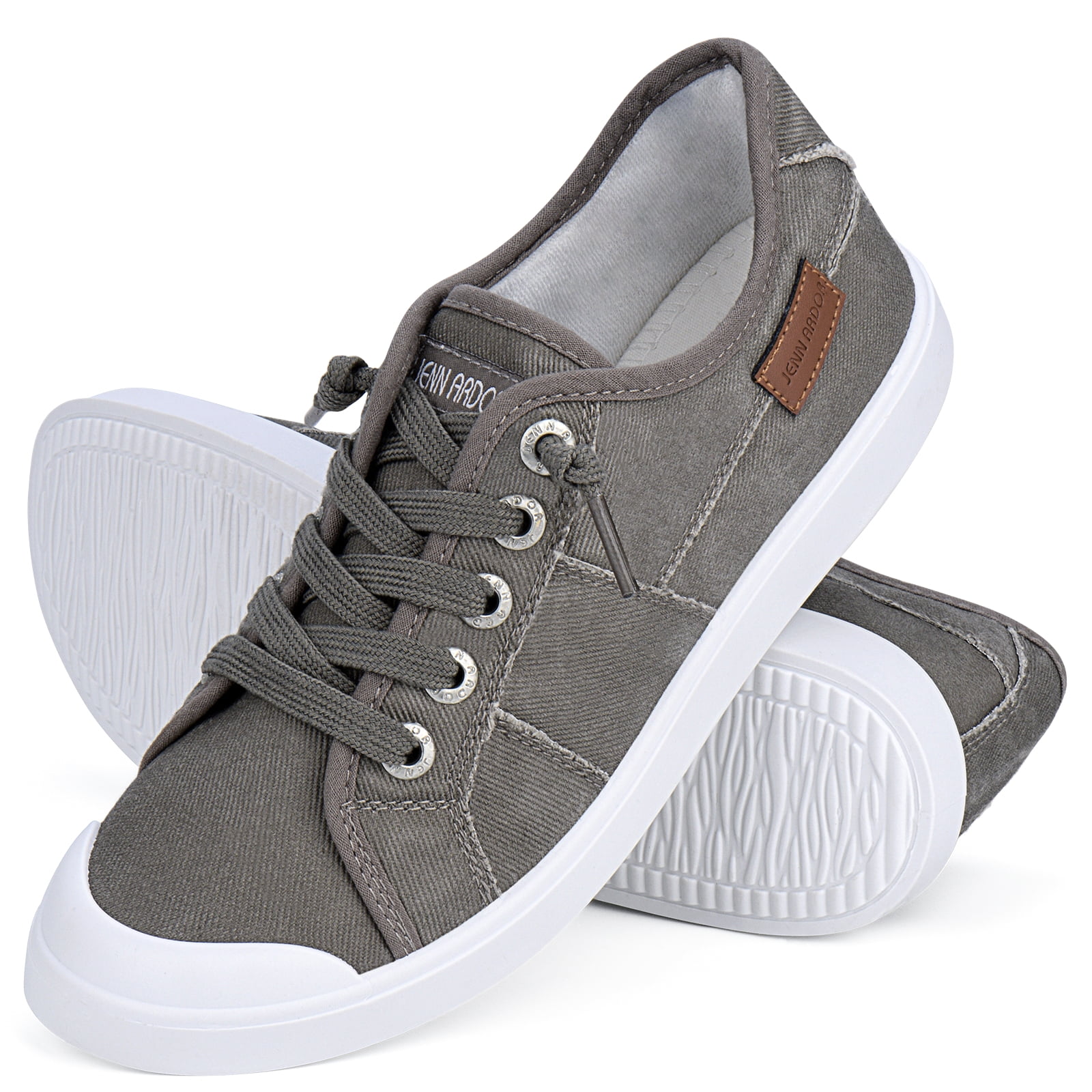 JENN ARDOR Women's Canvas Shoes with Arch Support Fashion Flats Low Top ...