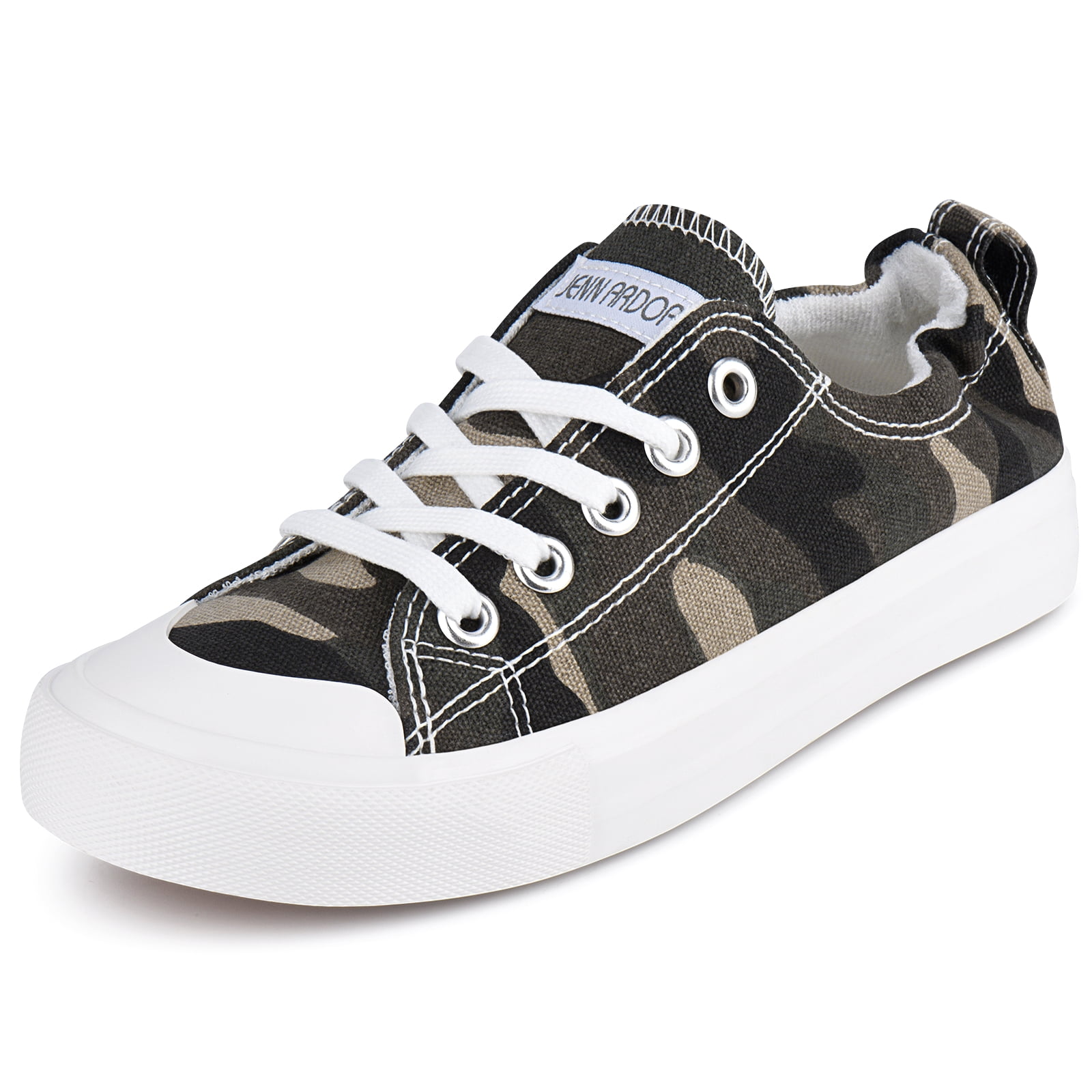 JENN ARDOR Women's Canvas Shoes Flat Sneakers Lace Up Shoes Walking ...