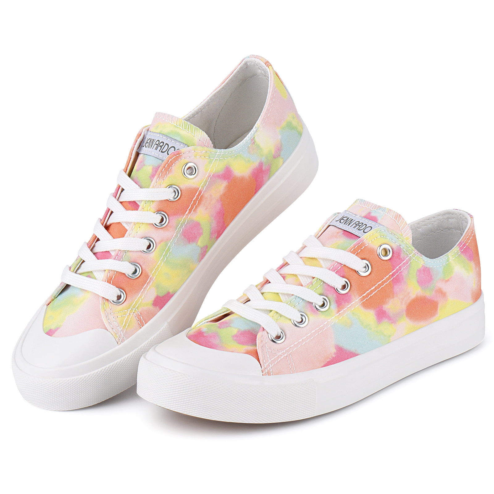 JENN ARDOR Women's Canvas Shoes Lace up Flat Sneakers Low Top Fashion ...