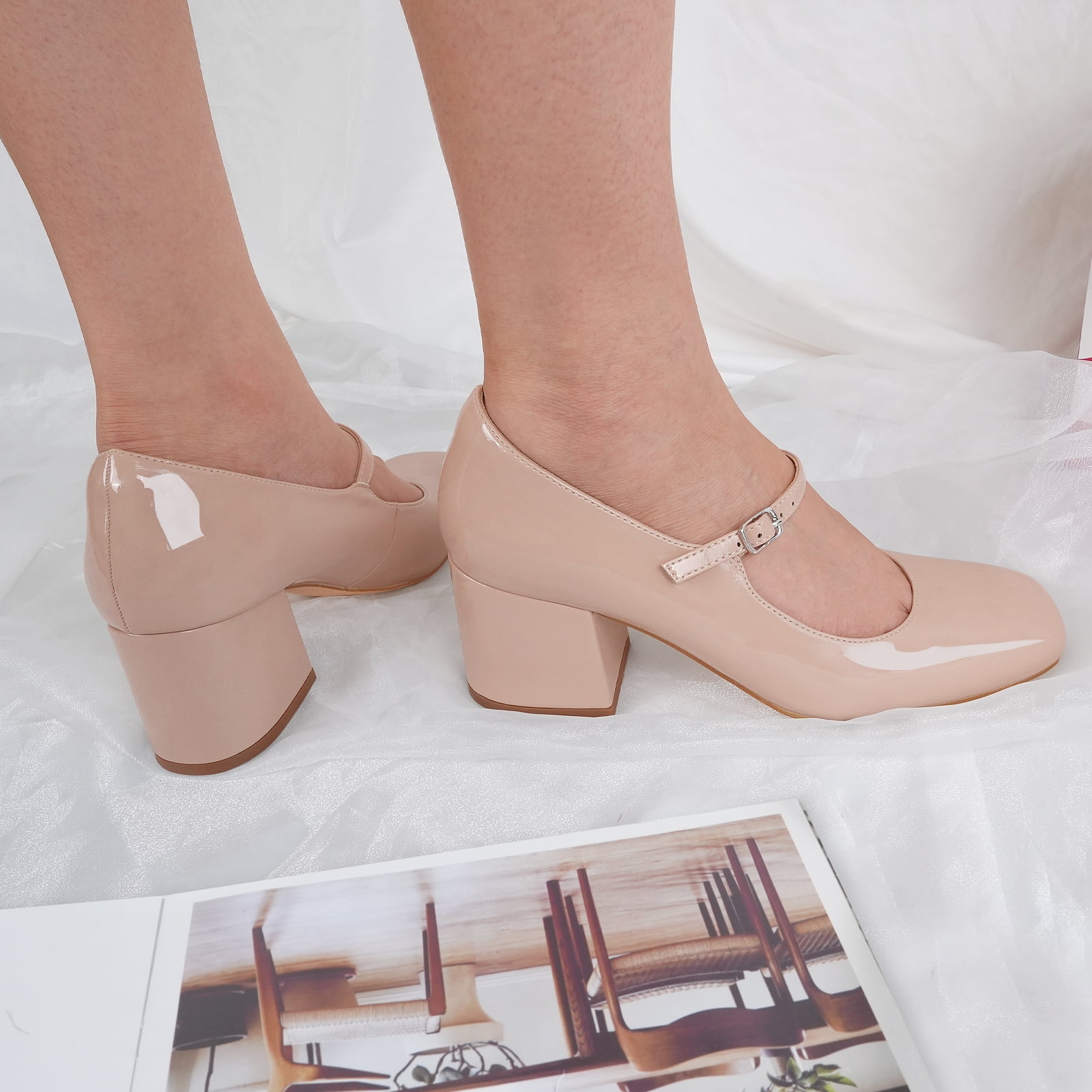 JENN ARDOR Women's Chunky Block Low Heel Dress Shoes Closed Toe Mary ...