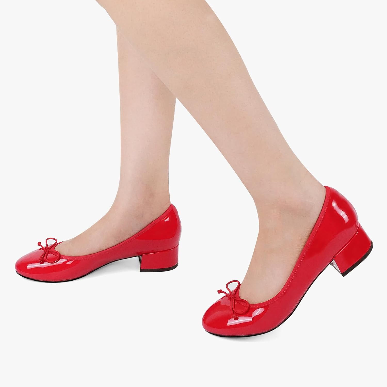JENN ARDOR Women's Chunky Block Low Heels Bow Round Closed Toe Slip-On ...