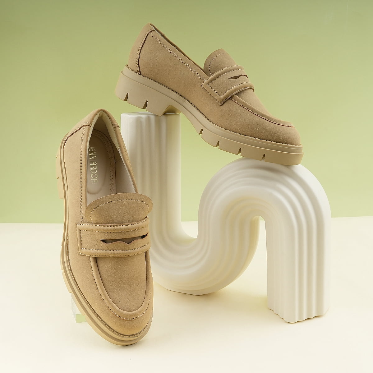 JENN ARDOR Women's Chunky Loafers Slip On Lug Sole Penny Loafer Comfort ...