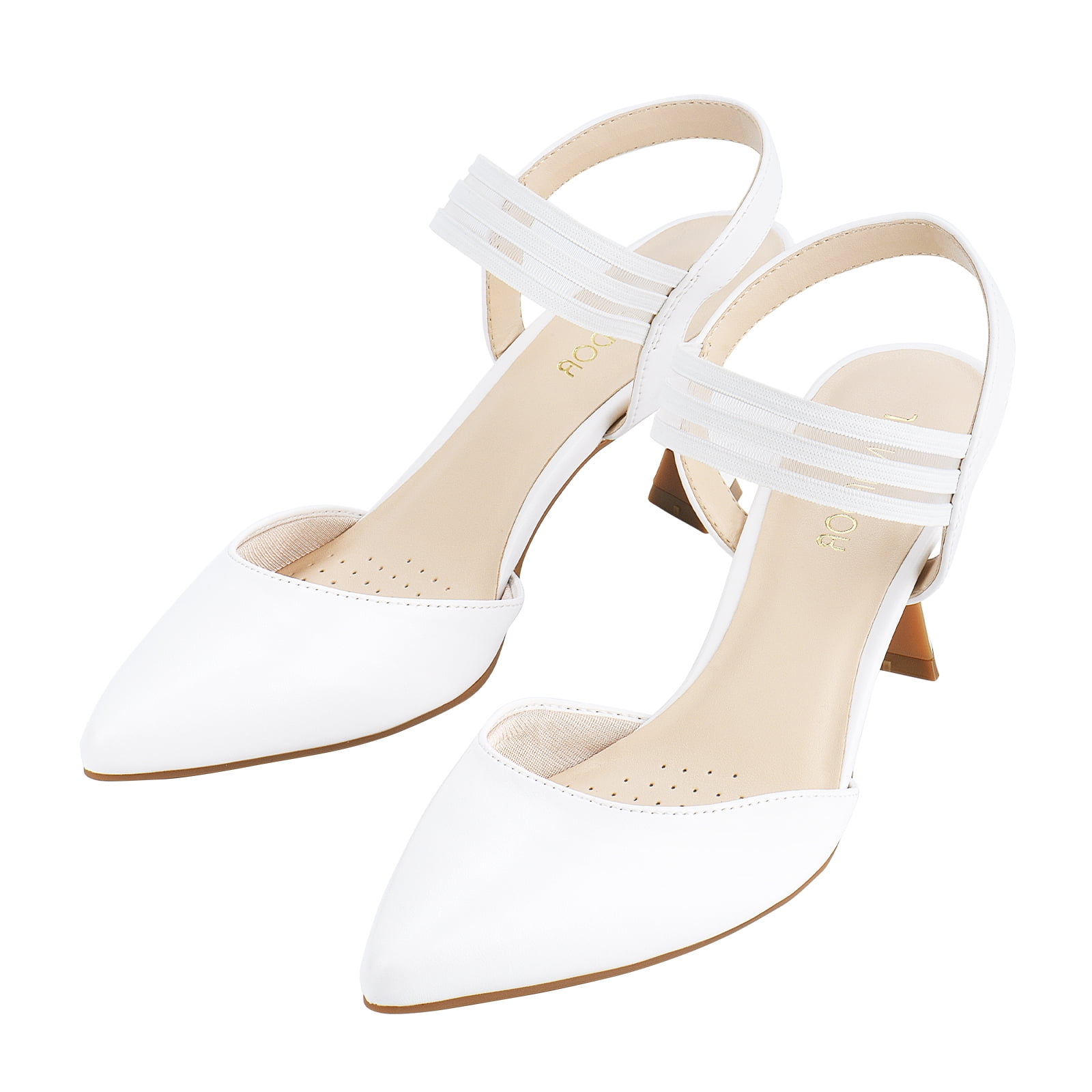 JENN ARDOR Women's Closed Toe Kitten Heels Slingback Pumps Elastic ...