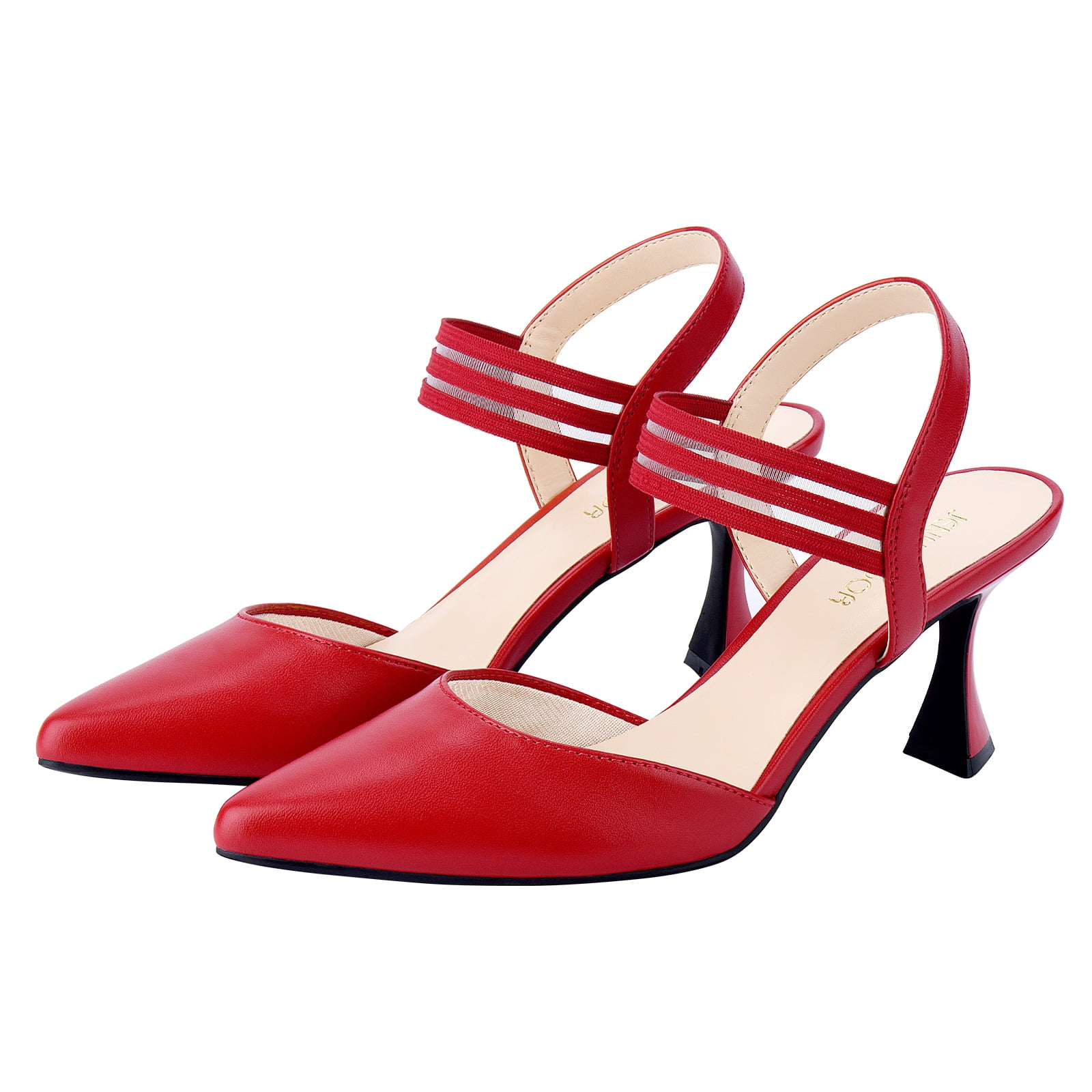 JENN ARDOR Women's Closed Toe Kitten Heels Slingback Pumps Elastic ...