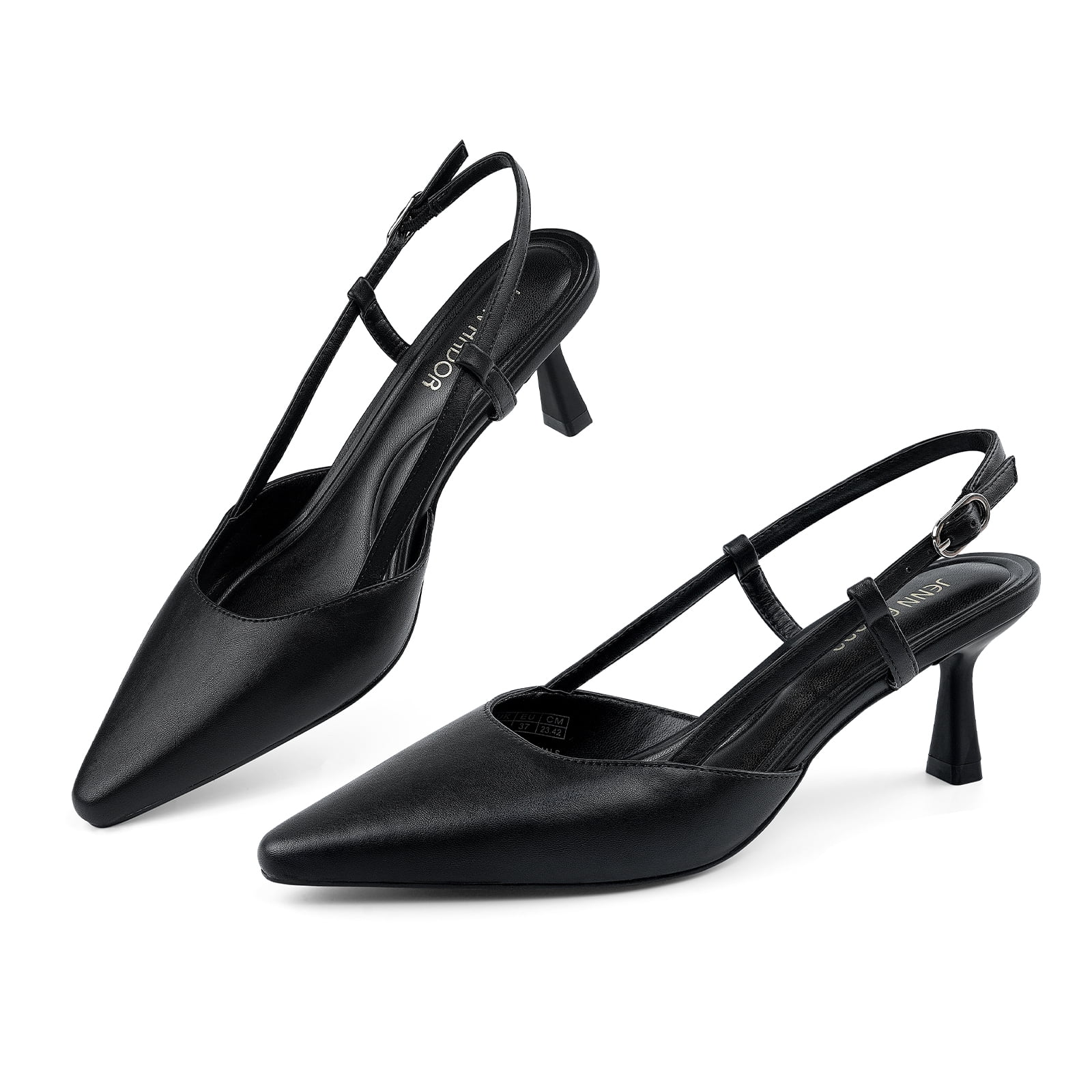 JENN ARDOR Women's Slingback Kitten Heel Closed Pointed Toe Dress Pumps ...
