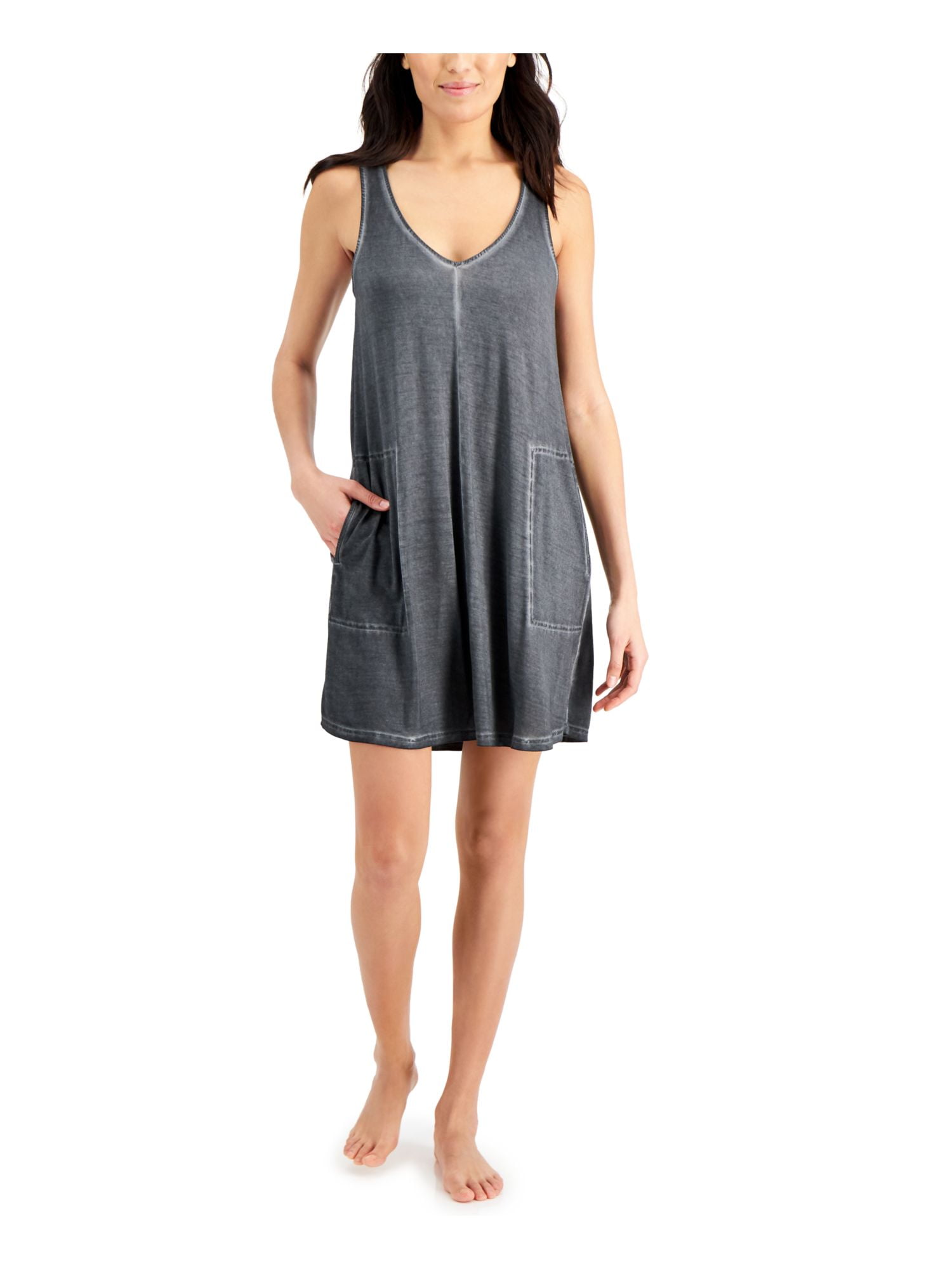 JENNI Intimates Gray Washed Tank Chemise Sleeveless Nightgown S ...
