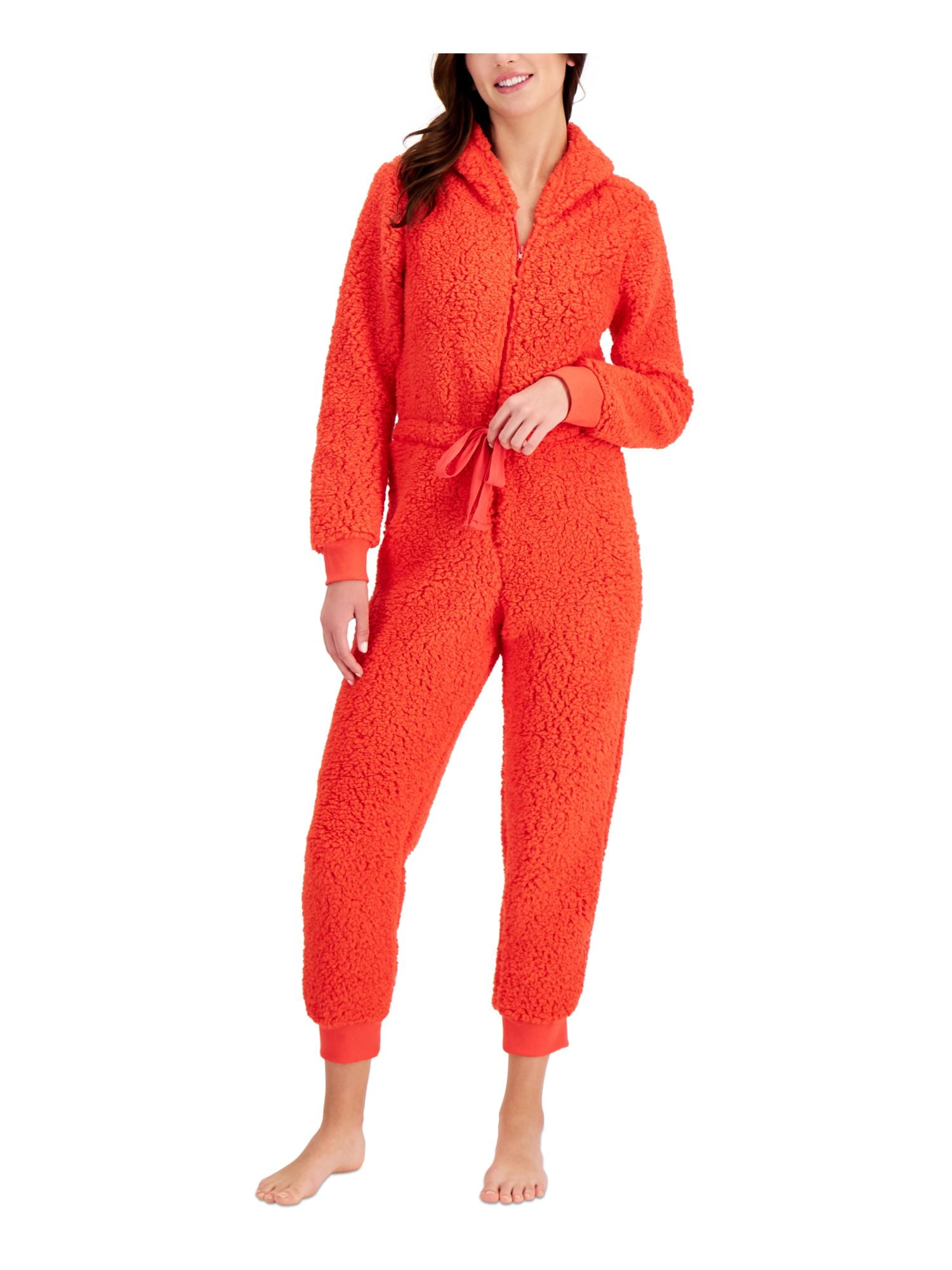 JENNI Intimates Red Ribbed Cuffs Ankle Length One-Piece Pajamas M ...