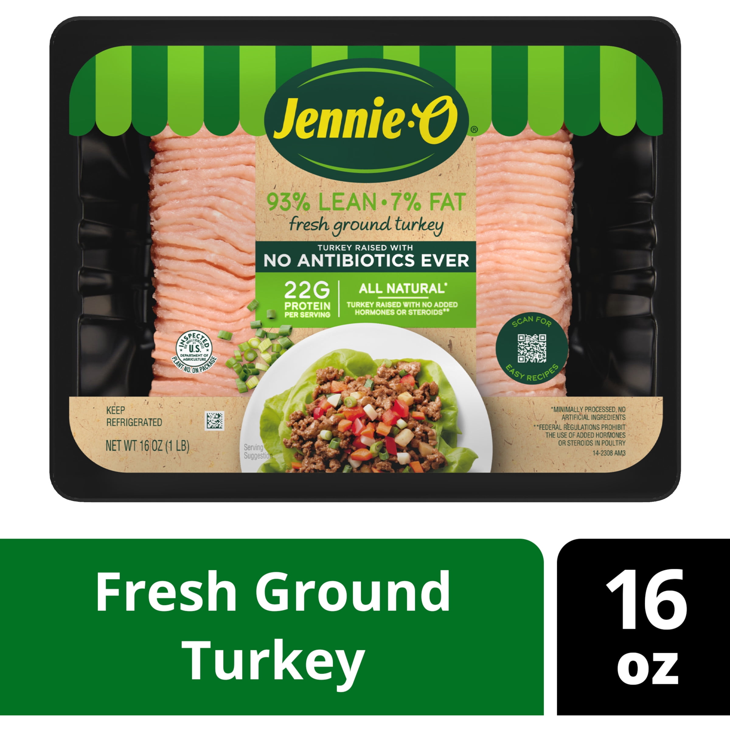 JENNIE-O Ground Turkey 93% Lean / 7% Fat - Raised with No Antibiotics 1 ...