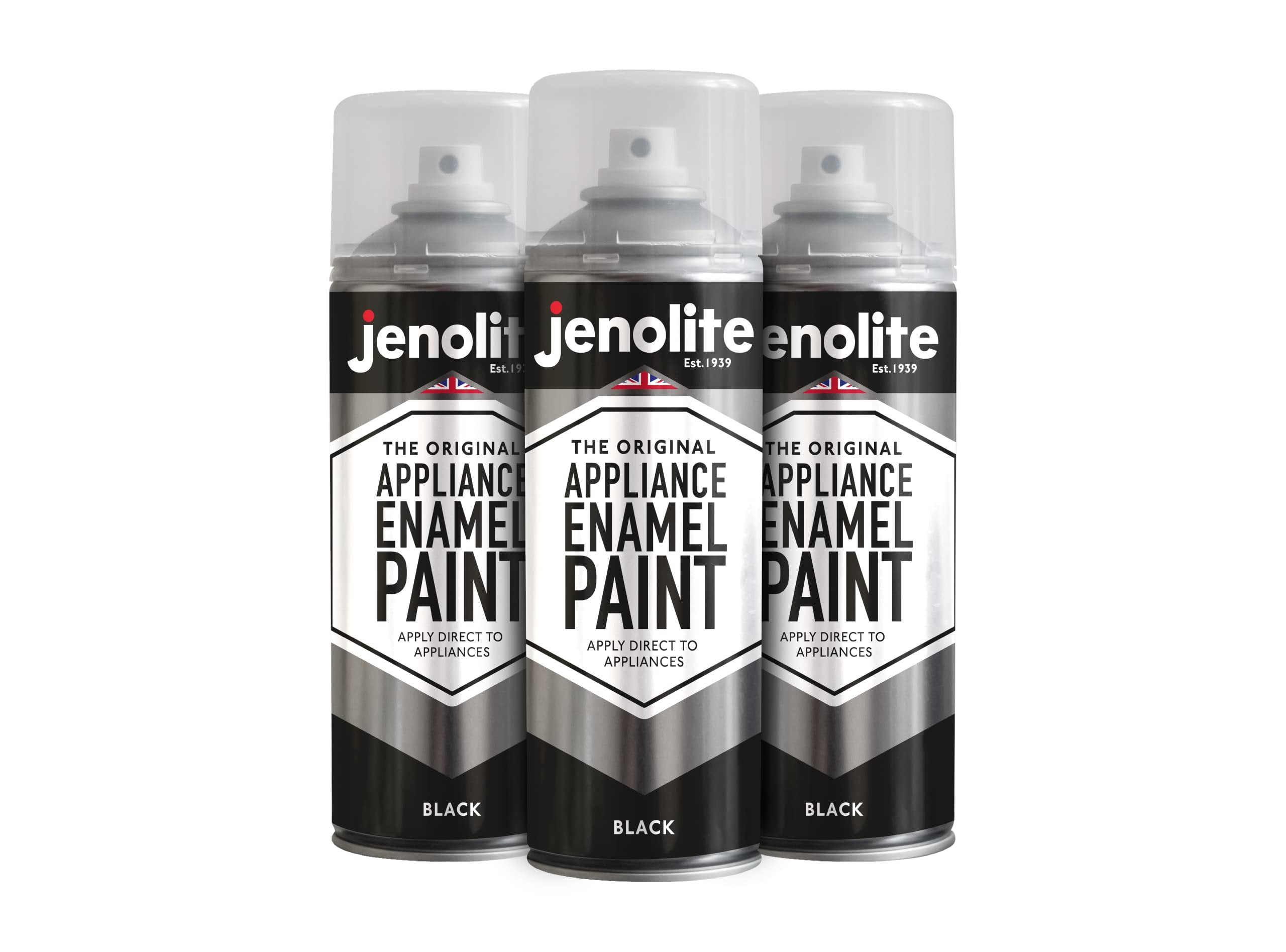 JENOLITE Appliance Enamel Paint BLACK 3x400ml 3x13.5 fl oz Black Spray ...