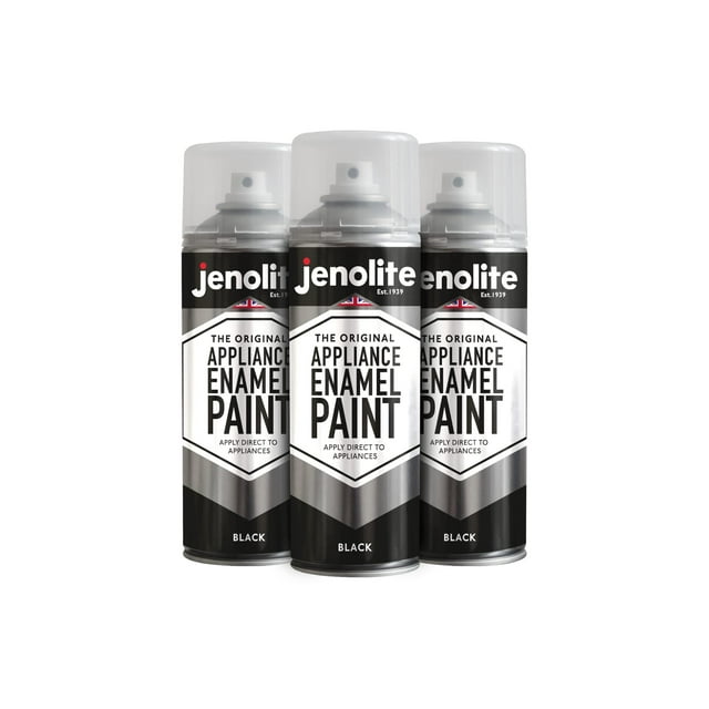 JENOLITE Appliance Enamel Paint BLACK 3x400ml 3x13.5 fl oz Black Spray ...