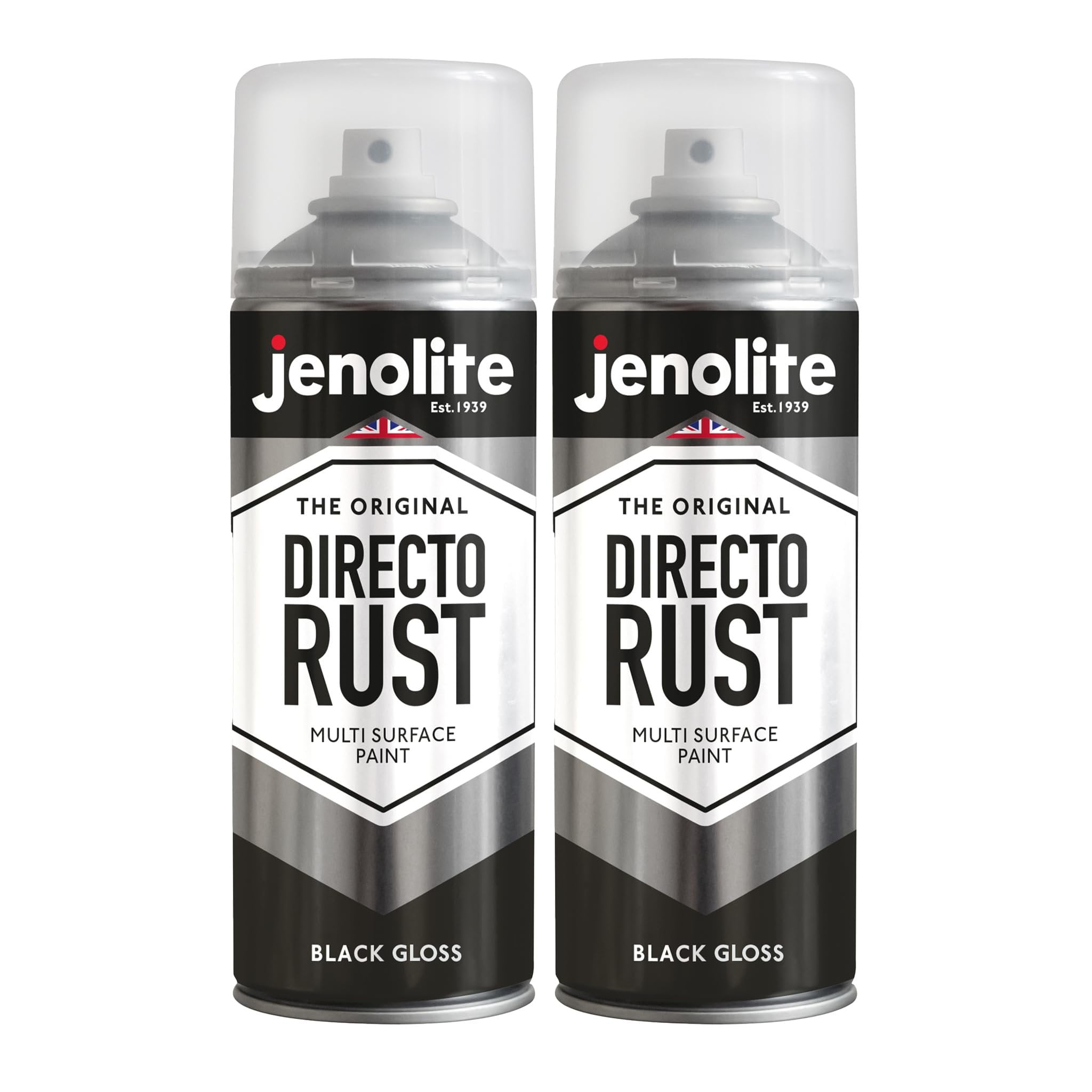 JENOLITE Directorust Gloss Spray Paint BLACK 2x400ml 2x13.52 oz Direct ...