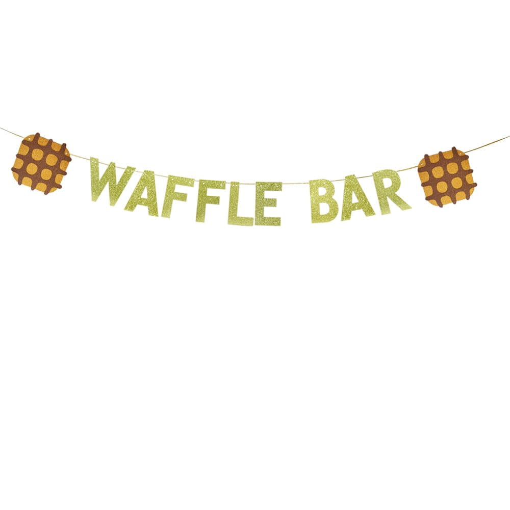 JENSENLIN Waffle Bar Banner,Waffle Theme Party Sign,Birthday Food Table ...