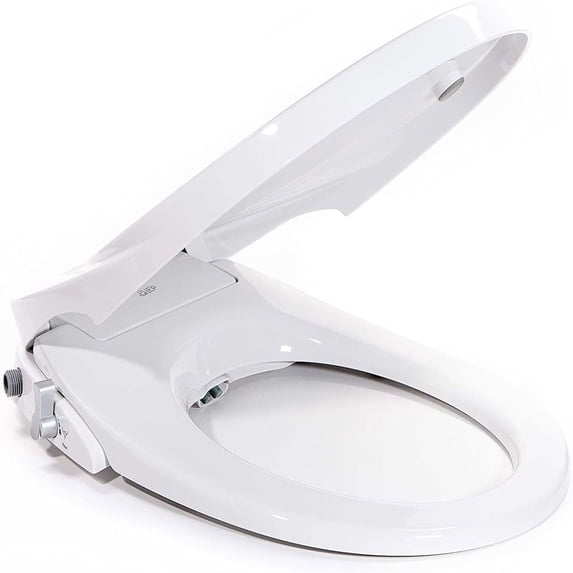JEP Elongated Attached Dual Nozzle Manual Bidet Toilet Seat for Round ...