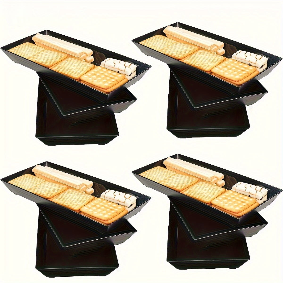 JEPISADI 12PCS Black Tray - Reusable Plastic Dinner Plate,Unbreakable ...