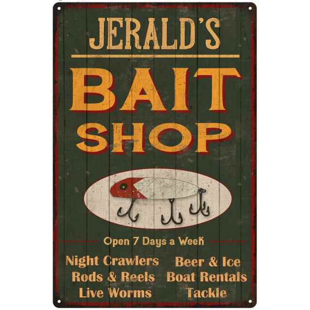JERALD'S Green Bait Shop Man Cave 8 x 12 High Gloss Metal 208120027502 ...