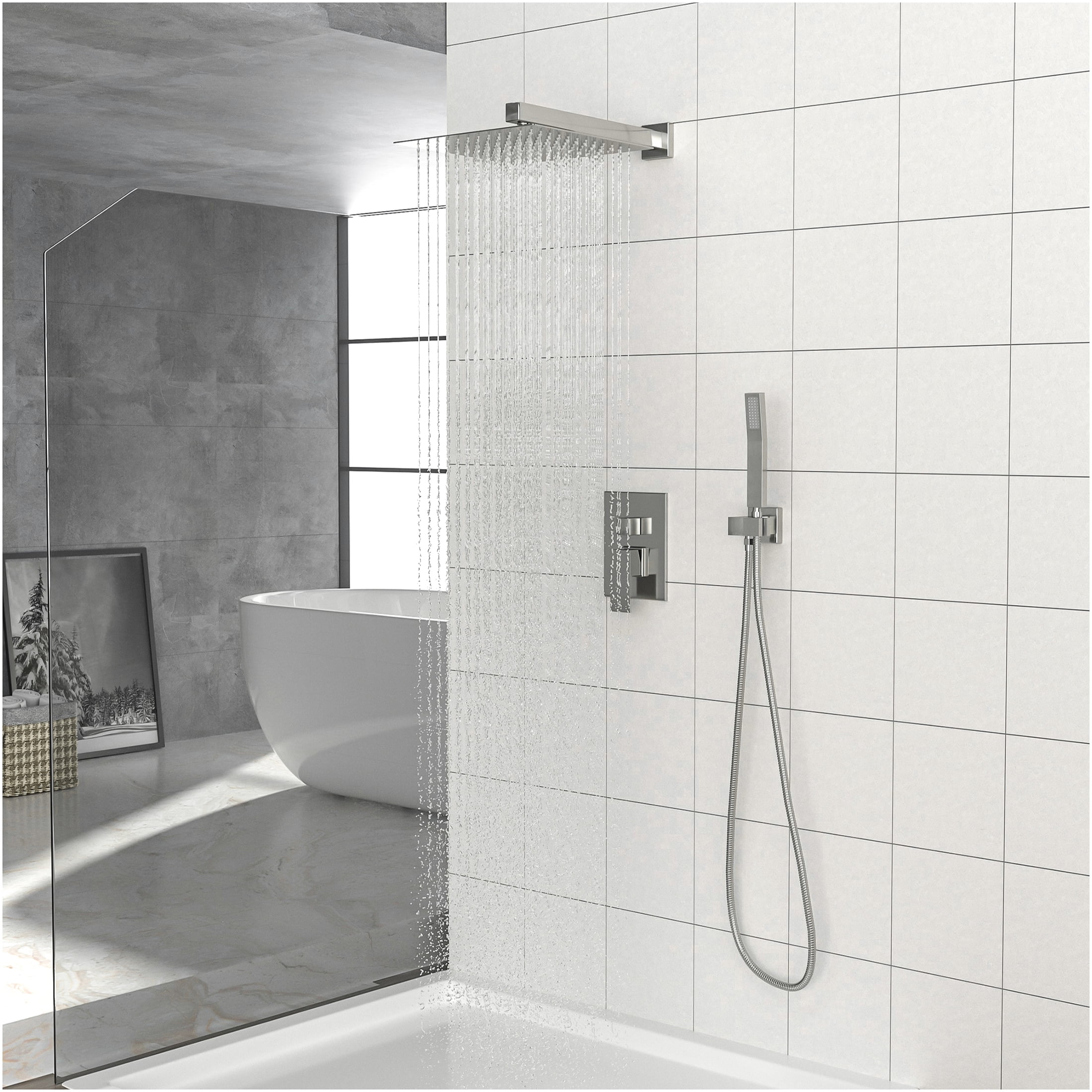JERFIT 10 Inch Dual Shower System with Pressure Balance Valve, Wall ...