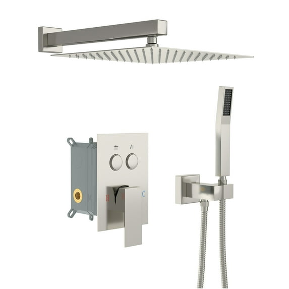JERFIT 10 Inch Dual Shower System with Rough-in Valve, Wall Mounted ...