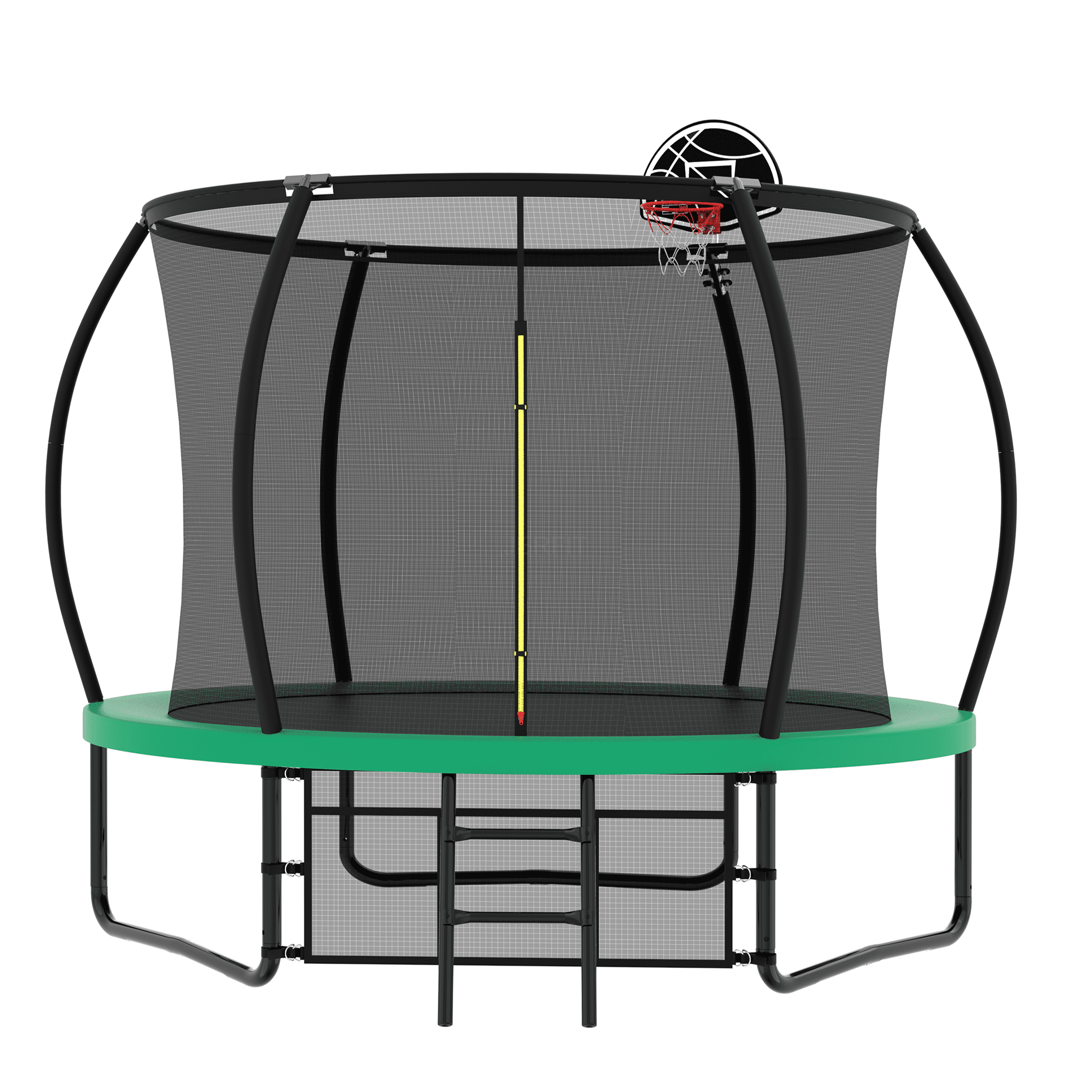 JERFIT 10FT Pumpkin Kids Trampoline with Basketball Hoop, Enclosure Net ...