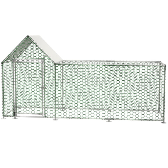 JERFIT 10ft x 3ft Heavy Duty Walk In Chicken Run with Removable Cover ...