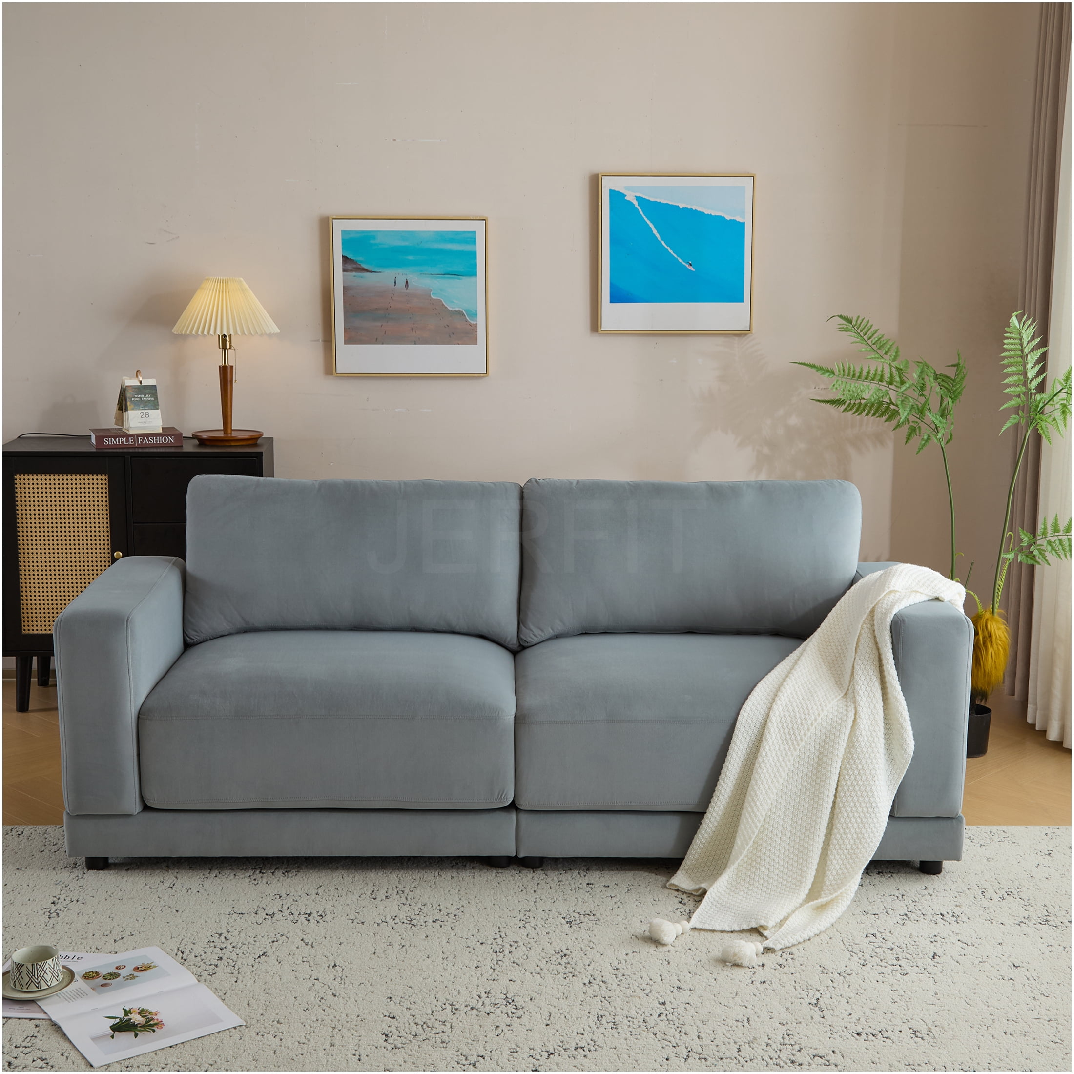 JERFIT 118 Inch Modular Sofa Bed, 5-Seater Convertible Sectional Couch ...