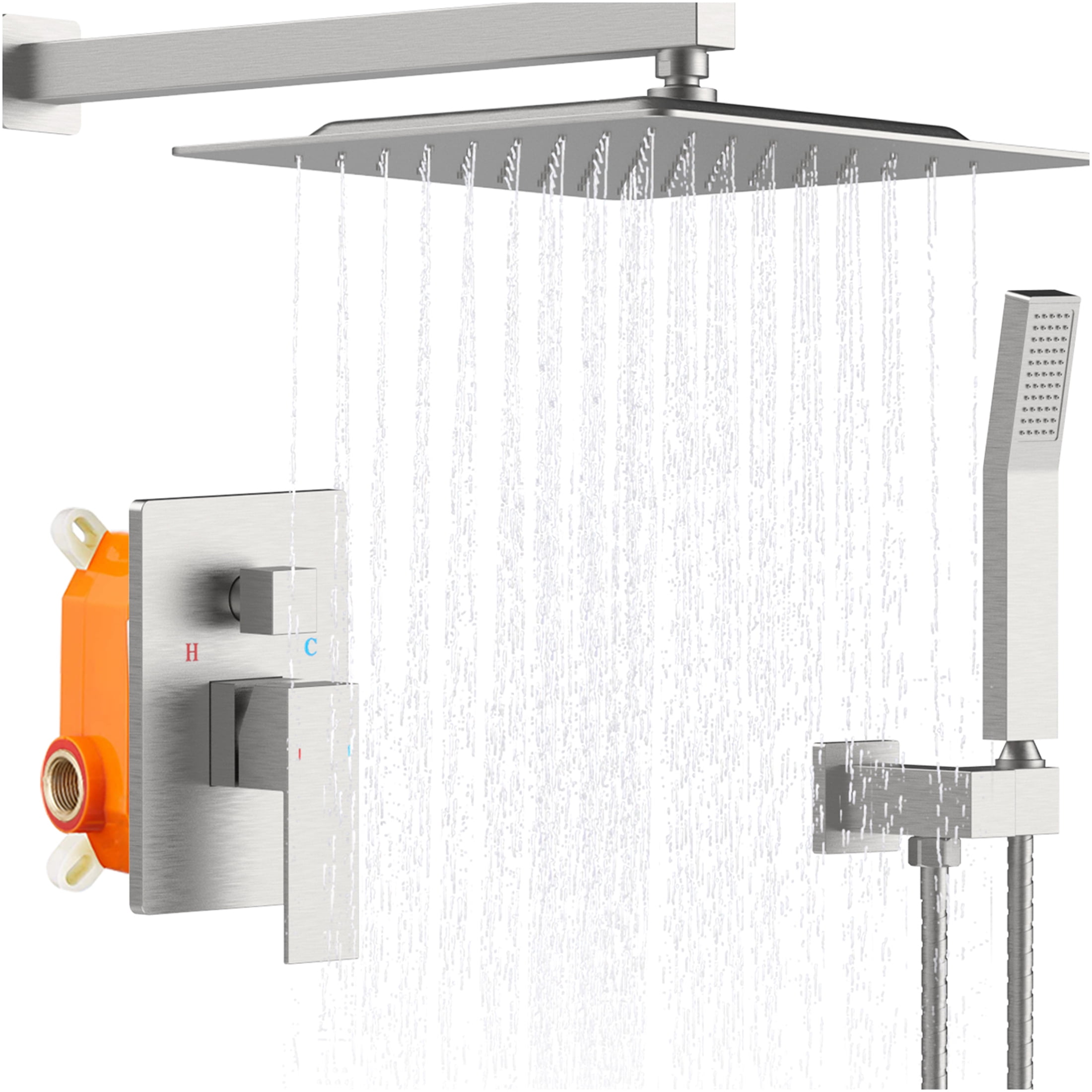 JERFIT 12 Inch Wall Mounted Shower System Combo with Rainfall Shower ...
