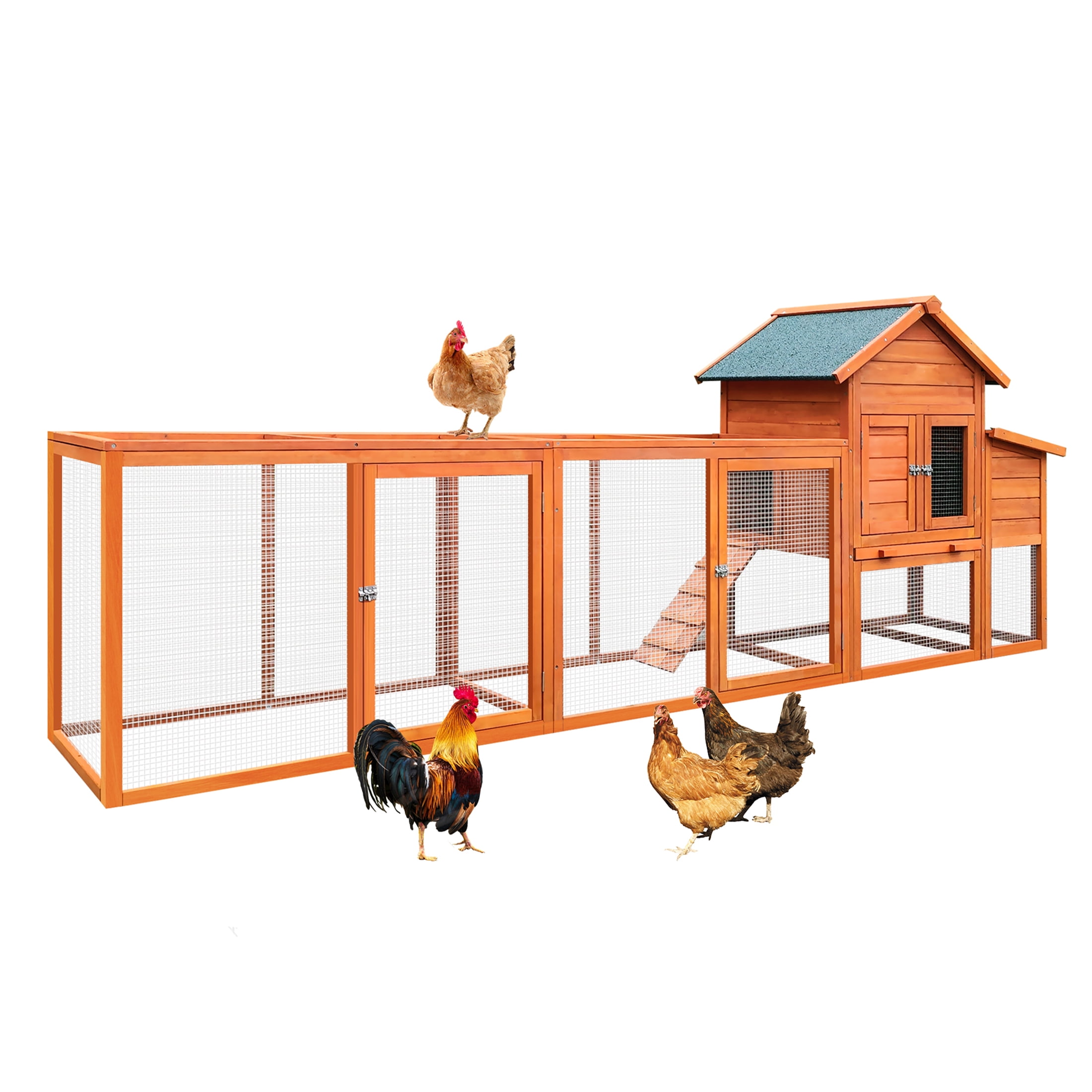 JERFIT 122 Inch Large Outdoor Wooden Chicken Coop Hen House with ...