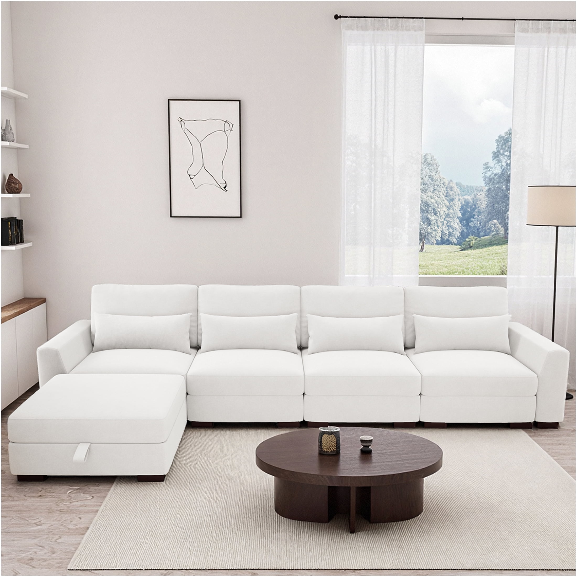 JERFIT 130 Inch Modern L-Shaped Sectional Sofa with Storage Ottoman ...