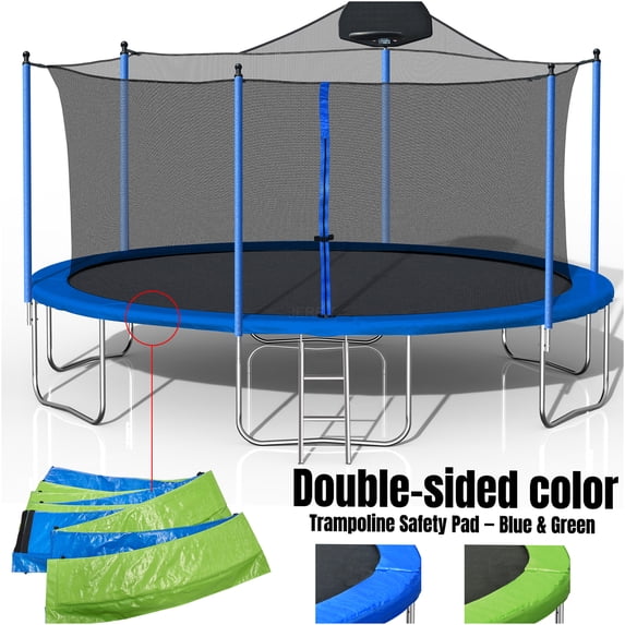 JERFIT 14ft Trampoline with Basketball Hoop & Safety Net, Double-Sided ...