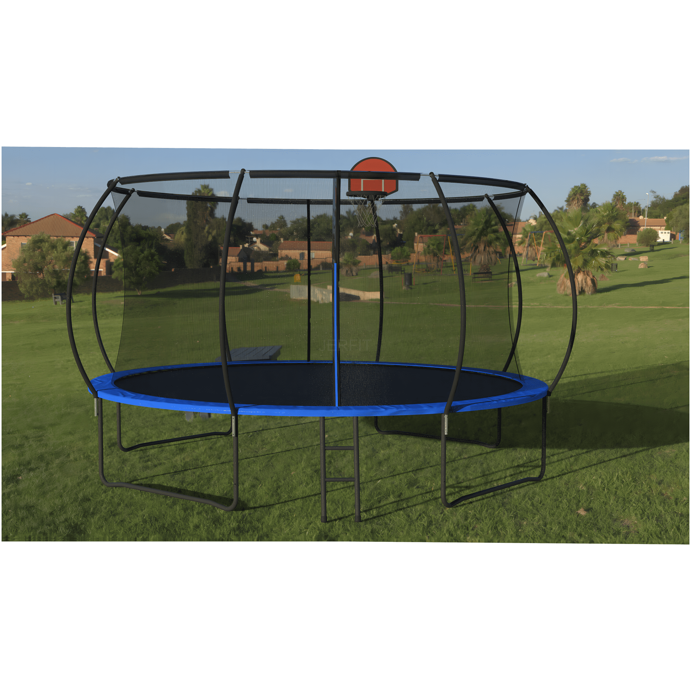 JERFIT 14ft Trampoline with Basketball Hoop, Enclosure Net & Ladder ...