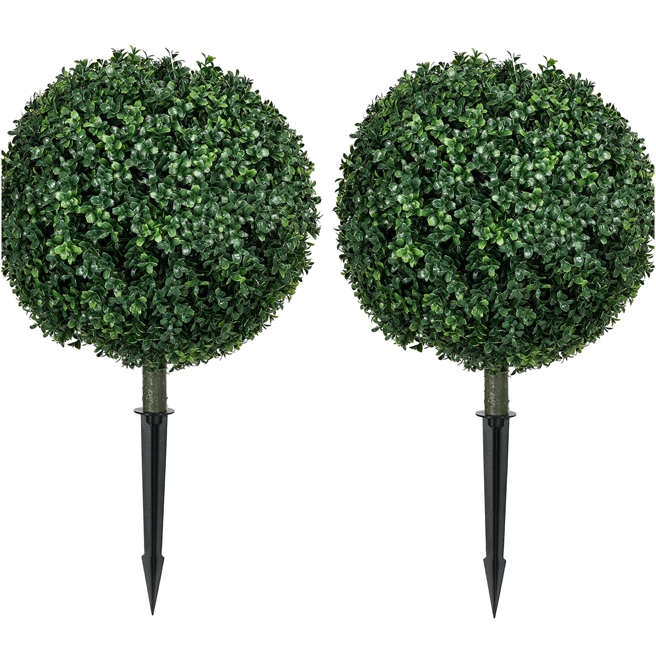 JERFIT 15.7 Inch Artificial Boxwood Topiary Ball Trees, Set of 2 UV ...