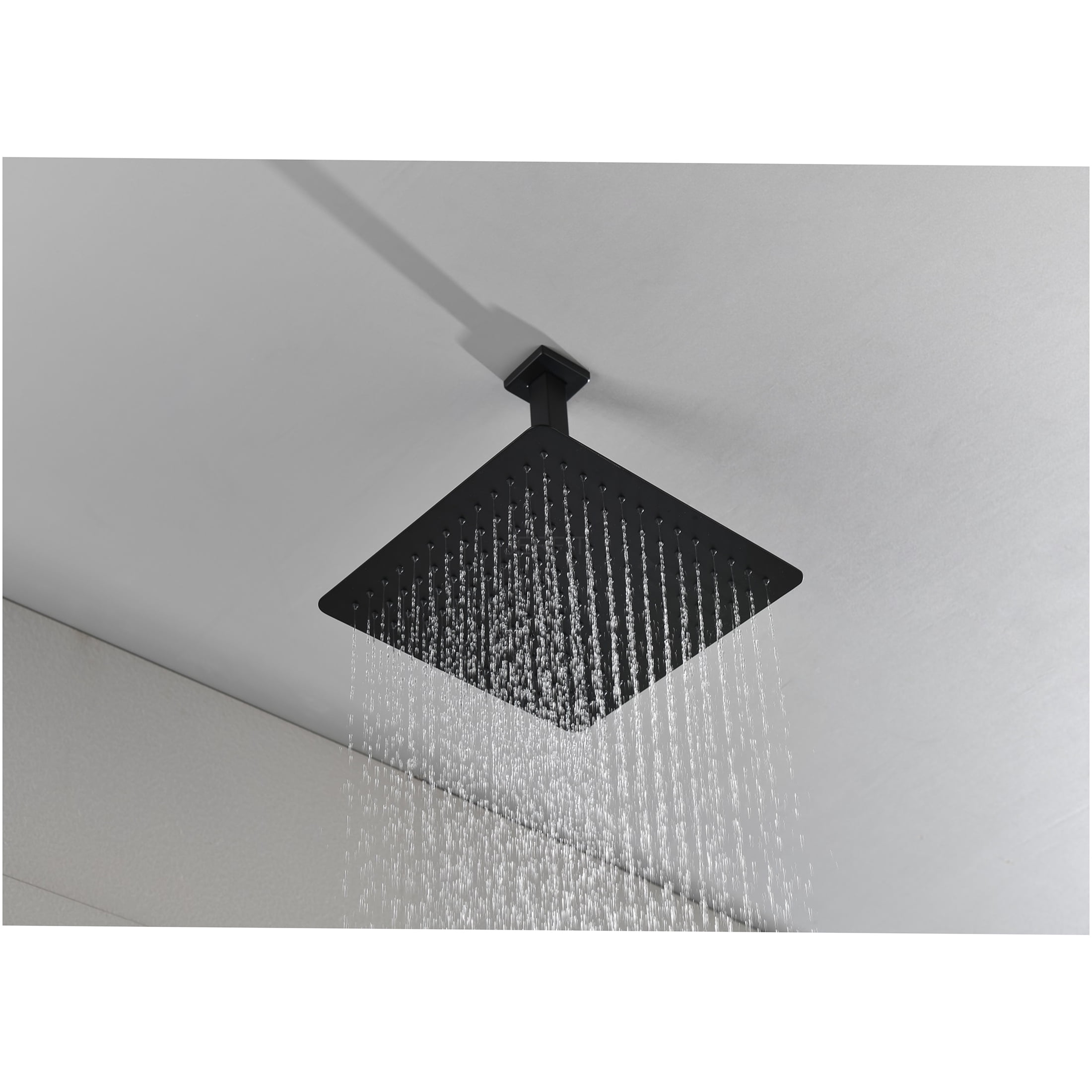 JERFIT 16 Inch Extra Large Rainfall Shower Head, Square Matte Black ...