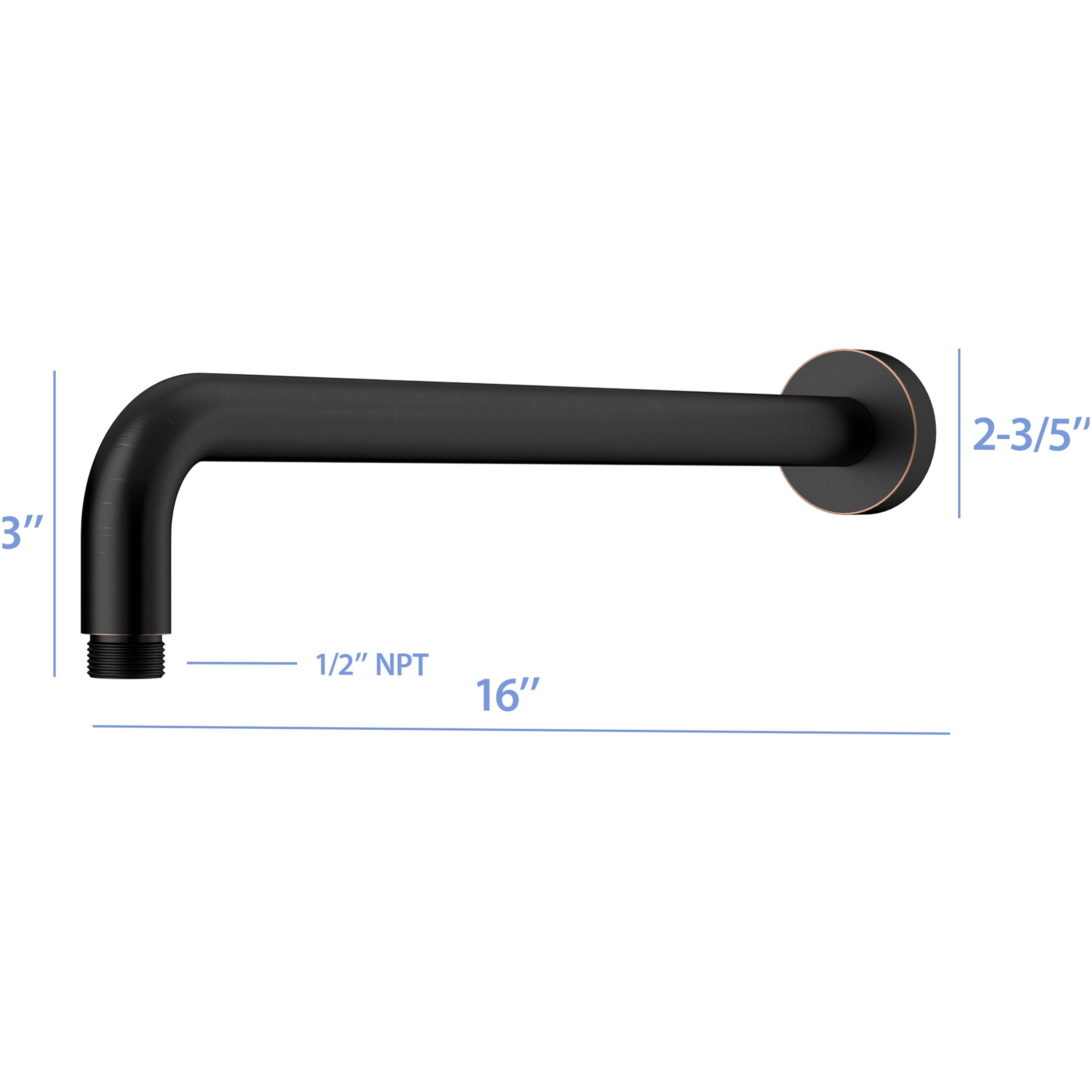 JERFIT 16 Inch Extra Long Shower Arm Extension Pipe with Flange, Oil ...