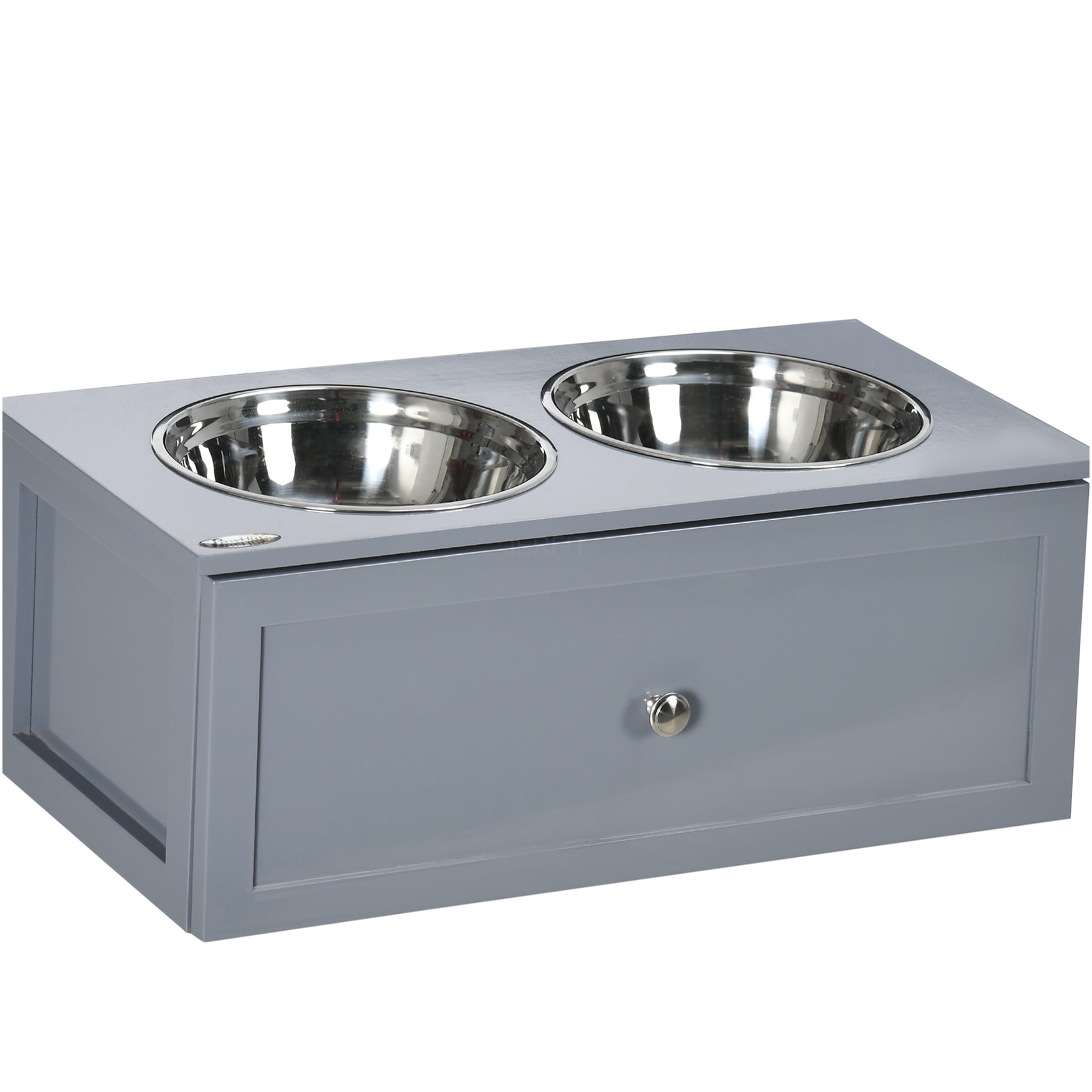 JERFIT 2-Bowl Elevated Dog Feeder with Storage Drawer, Adjustable Stand ...