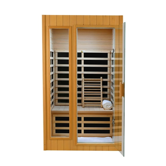 JERFIT 2-Person Hemlock Wood Infrared Sauna Room for Home, Indoor Far ...