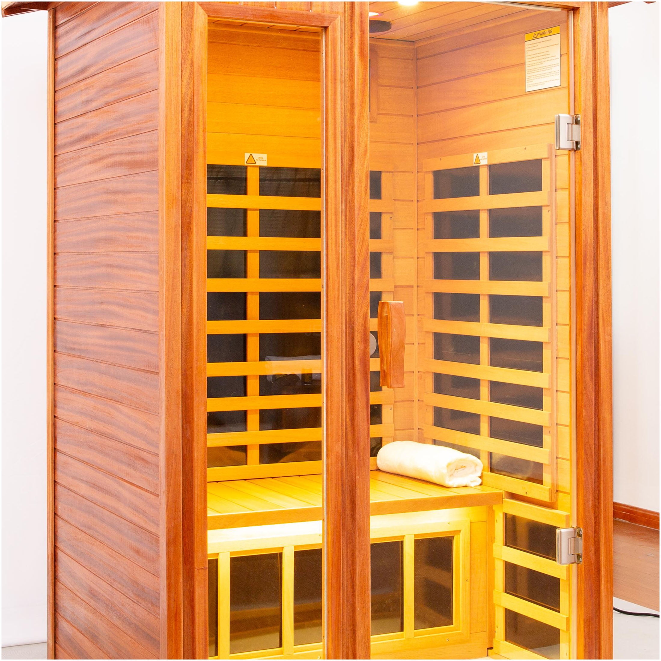 JERFIT 2-Person Outdoor Infrared Sauna with Bluetooth Music, LED Lights ...