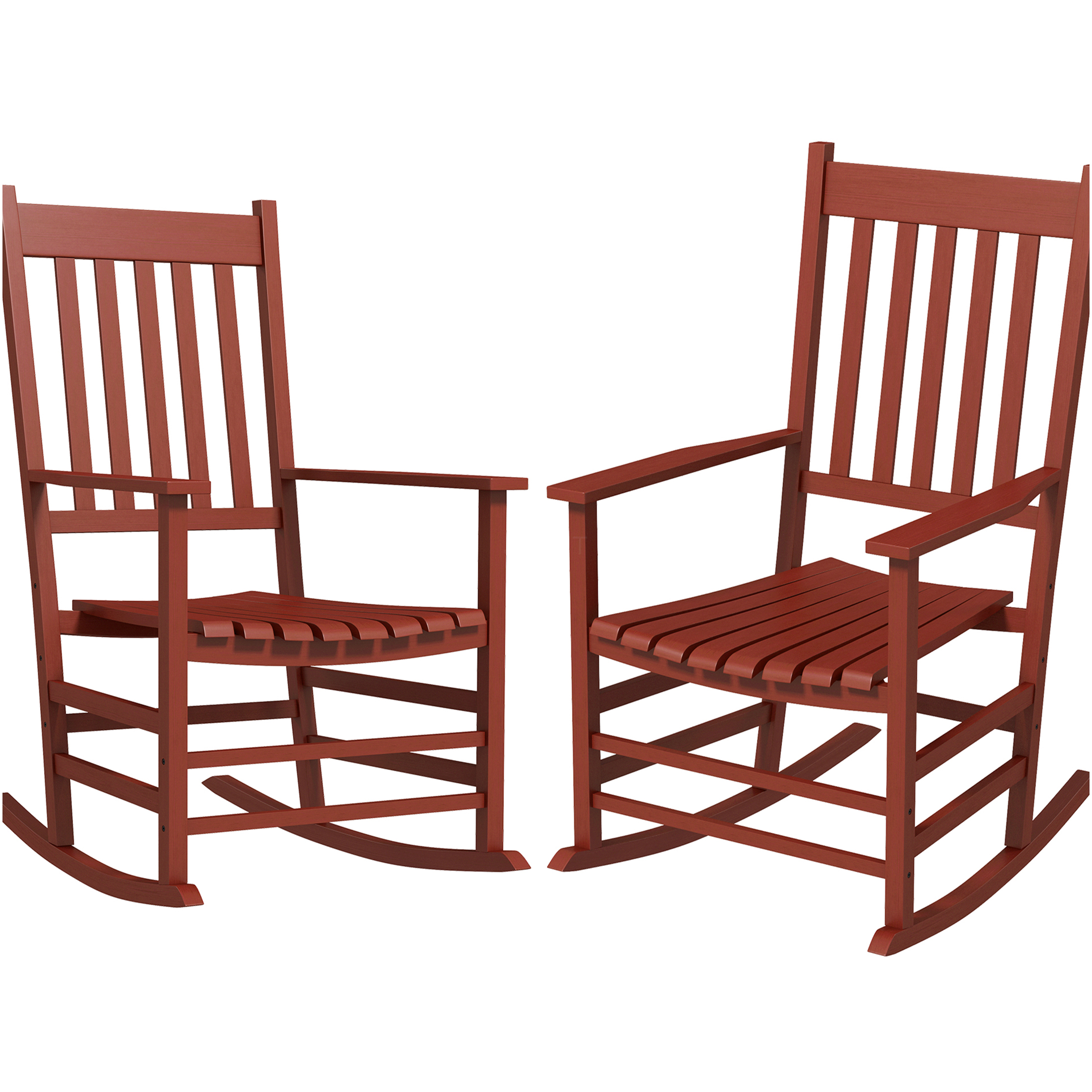 JERFIT 2-Person Outdoor Rocking Chair Set, Wine Red Patio Rocker with ...