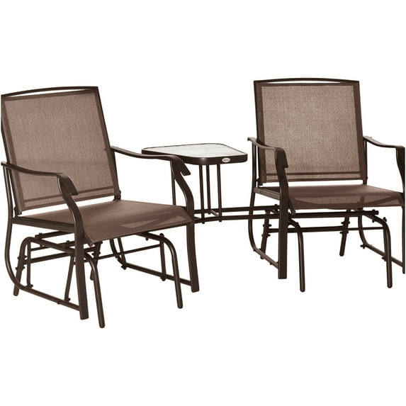 JERFIT 2-Person Patio Glider Swing Chair with Center Table, Outdoor ...